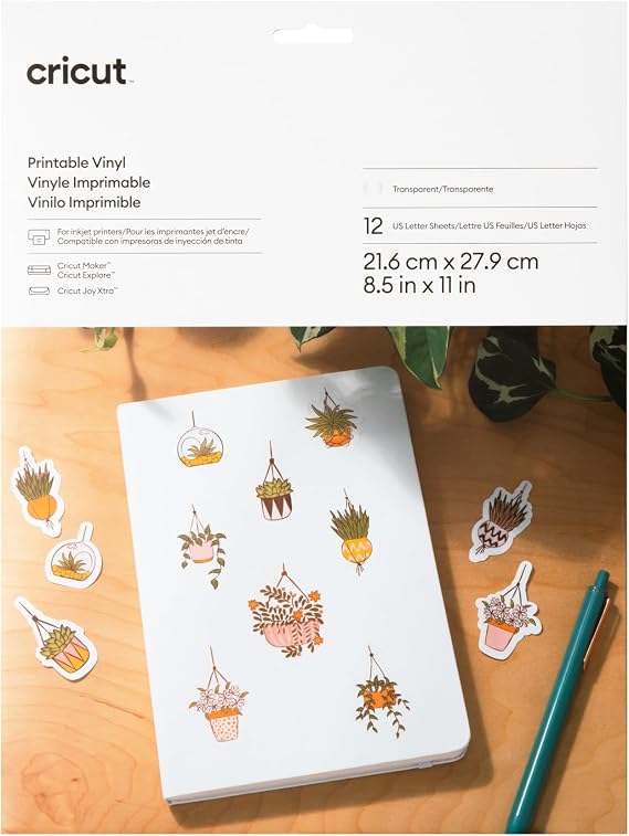 Amazon.com: Cricut Vinyl Sticker Paper (12 Clear Sheets, 8.5x11 ...