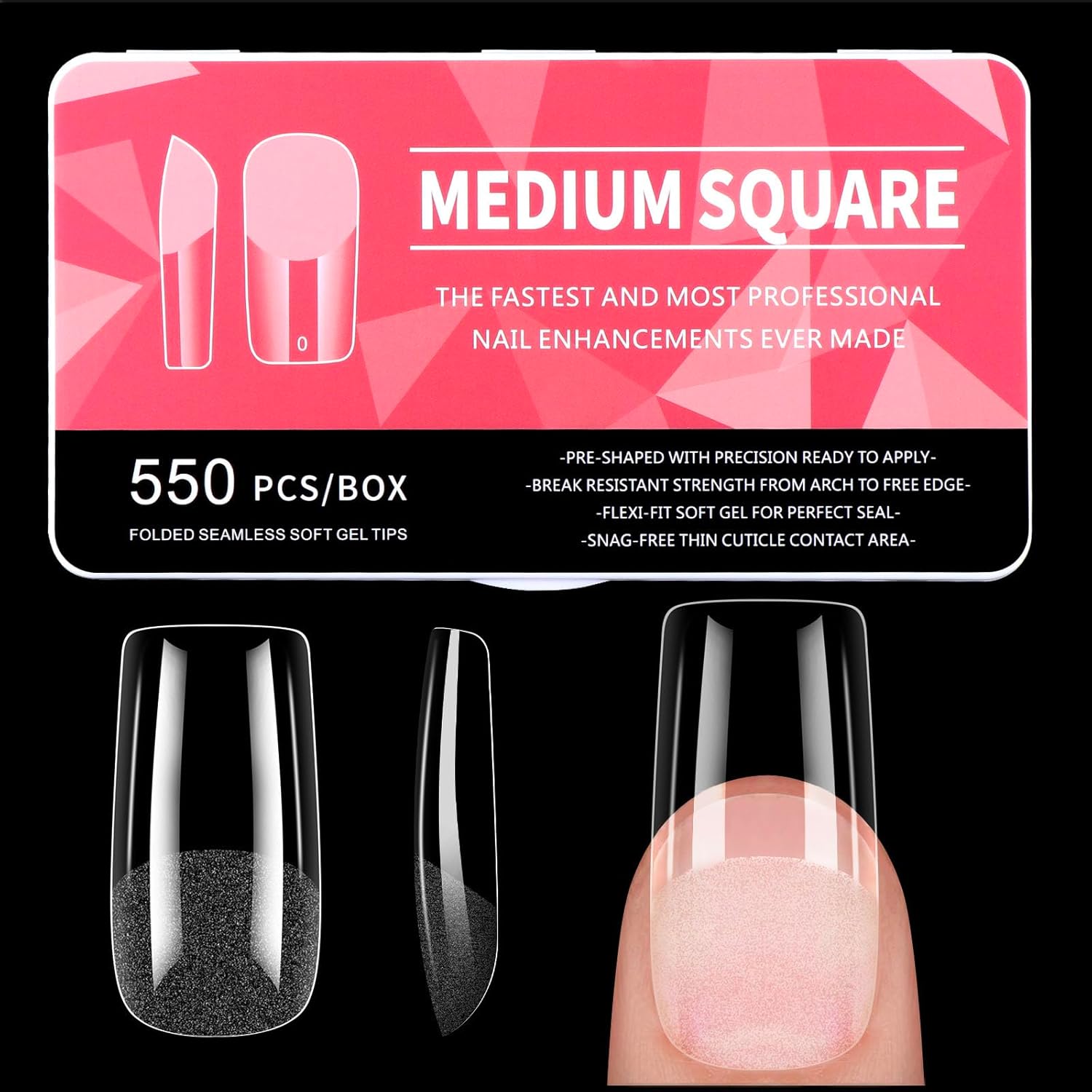 550 Pièces Capsule Americaine Ongle Carré, 11 Tailles Capsules Ongles ...