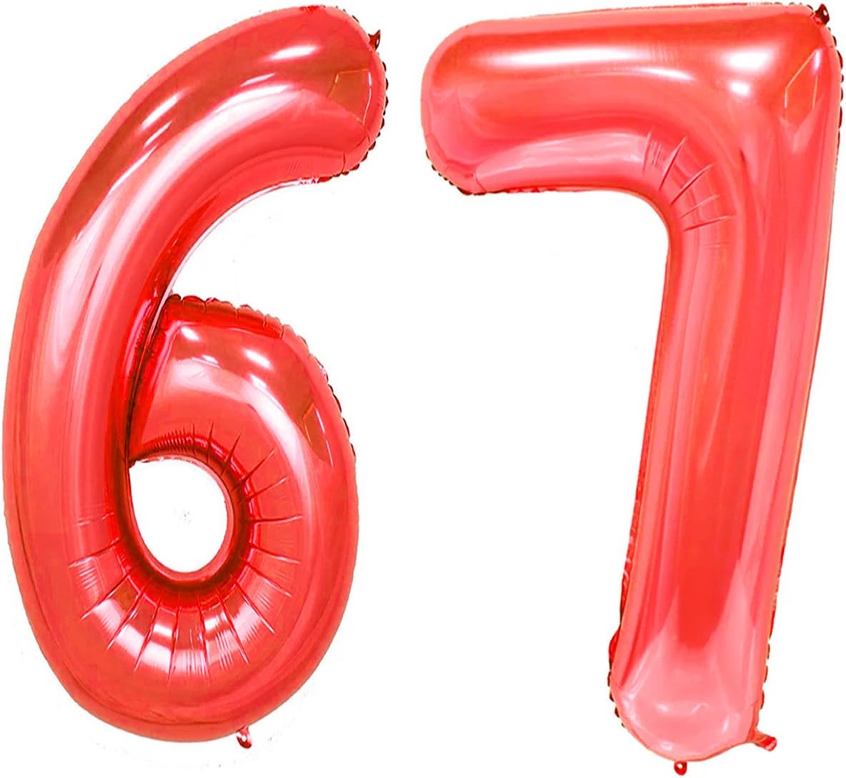 Amazon.com: 40inch Red Foil 67 Helium Jumbo Digital Number Balloons ...