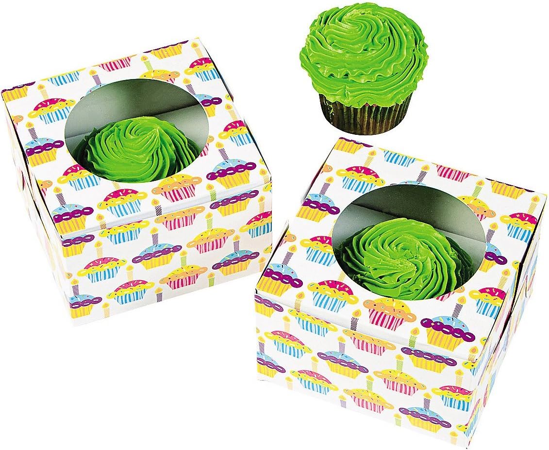 Amazon.com: Happy Birthday Cupcake Boxes (12 Pack) 4 1/2". Cardboard ...