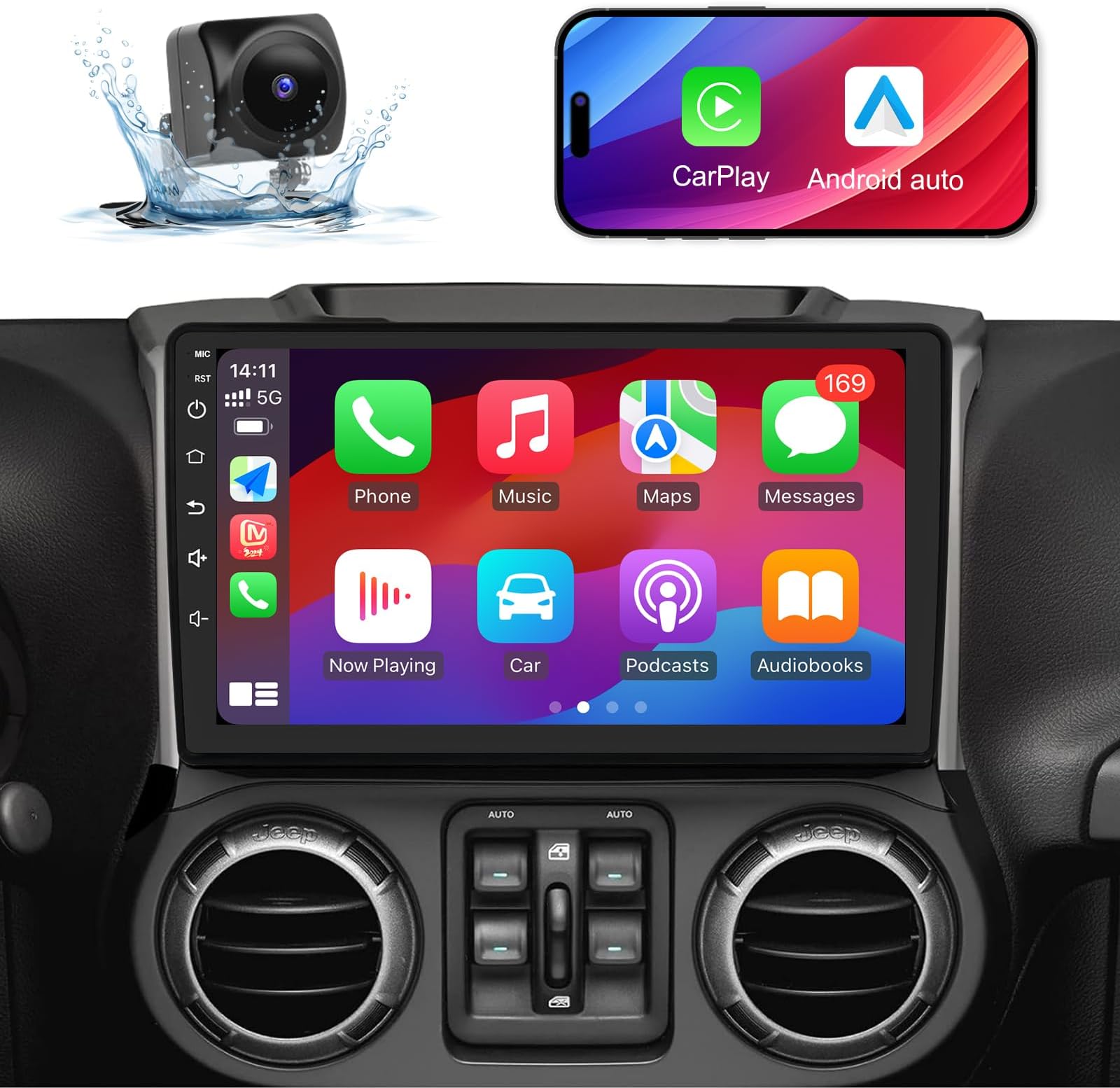 Amazon.com: Hikity 10.1 inch Android Car Stereo for Jeep Wrangler Radio ...