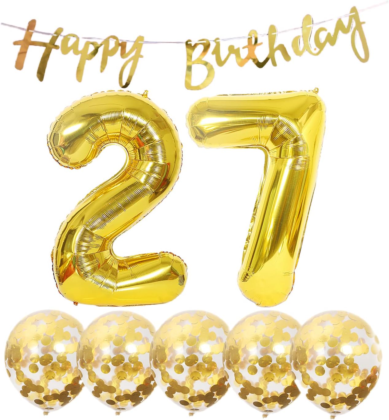 Amazon.com: 27th Birthday Decoration Happy Birthday Banner Balloons 27 ...