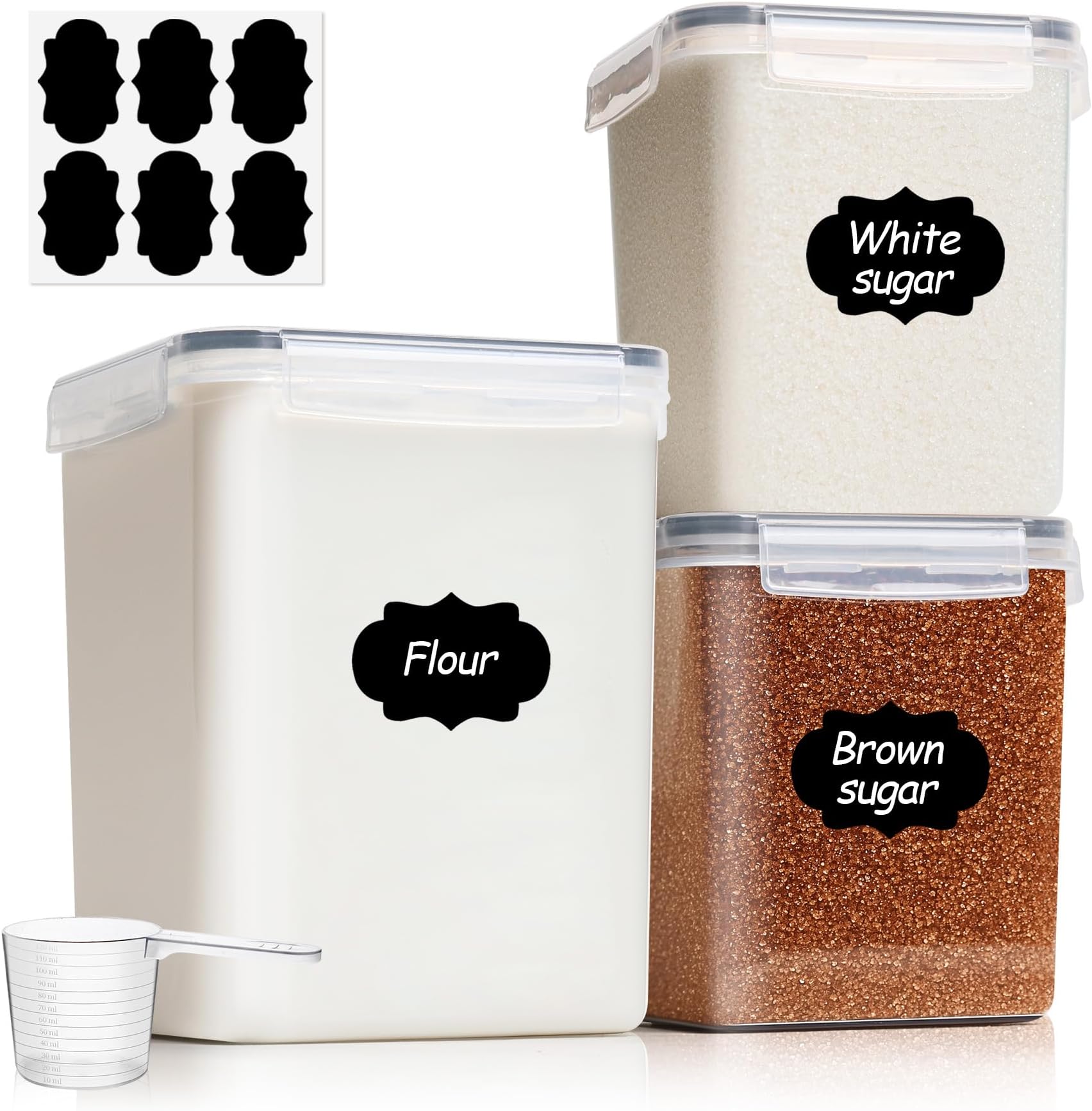 Amazon.com: Home-X Set of 2-1 Flour Keeper and 1 Sugar Keeper Plastic ...