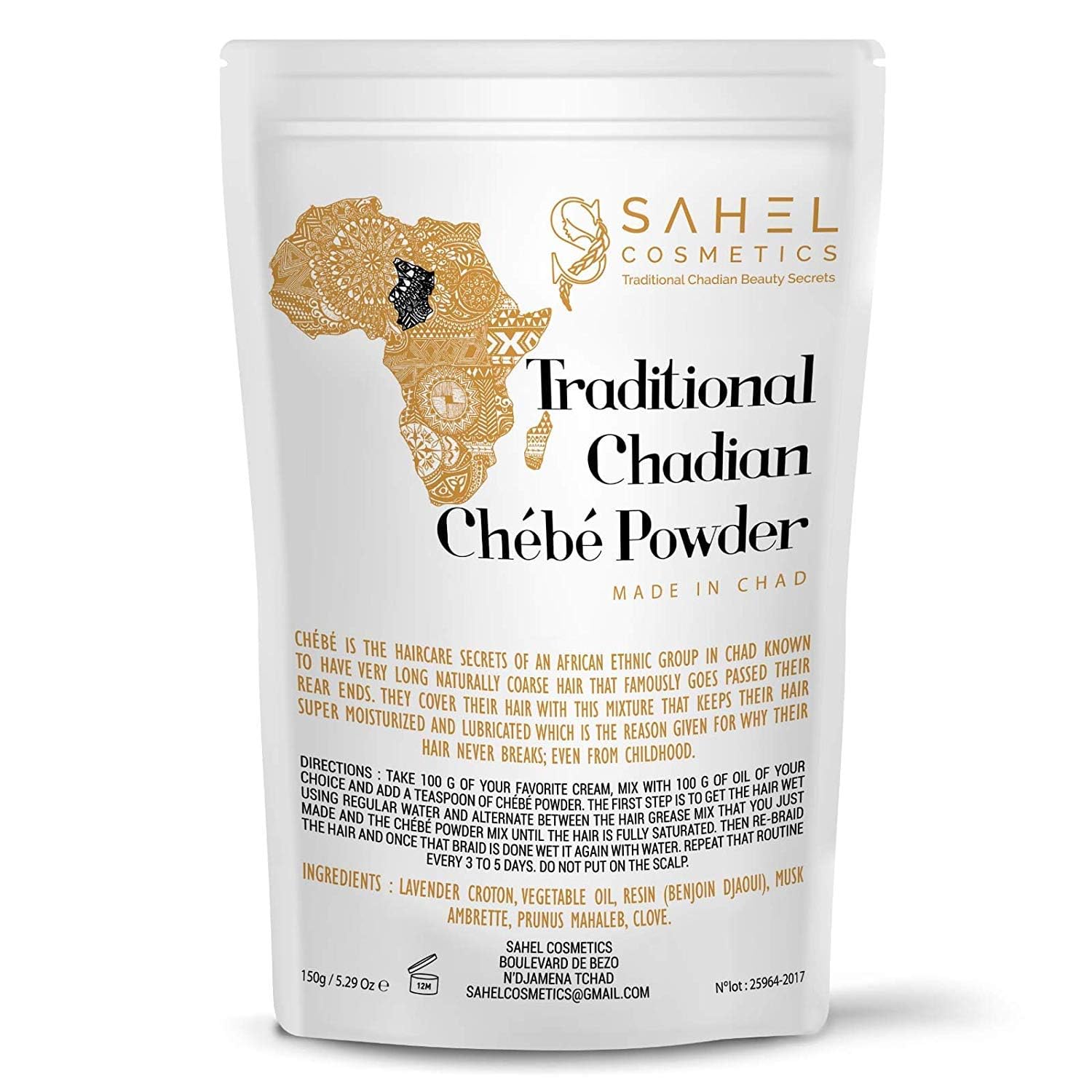 Amazon.com : Sahel cosmetics Chebe Powder 150 grams Traditional Chadian ...