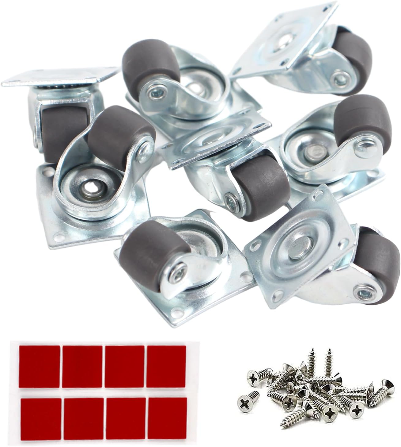 Amazon.com: WANLIAN Mini Rubber Caster Wheels 0.5 Inch, Low Profile ...