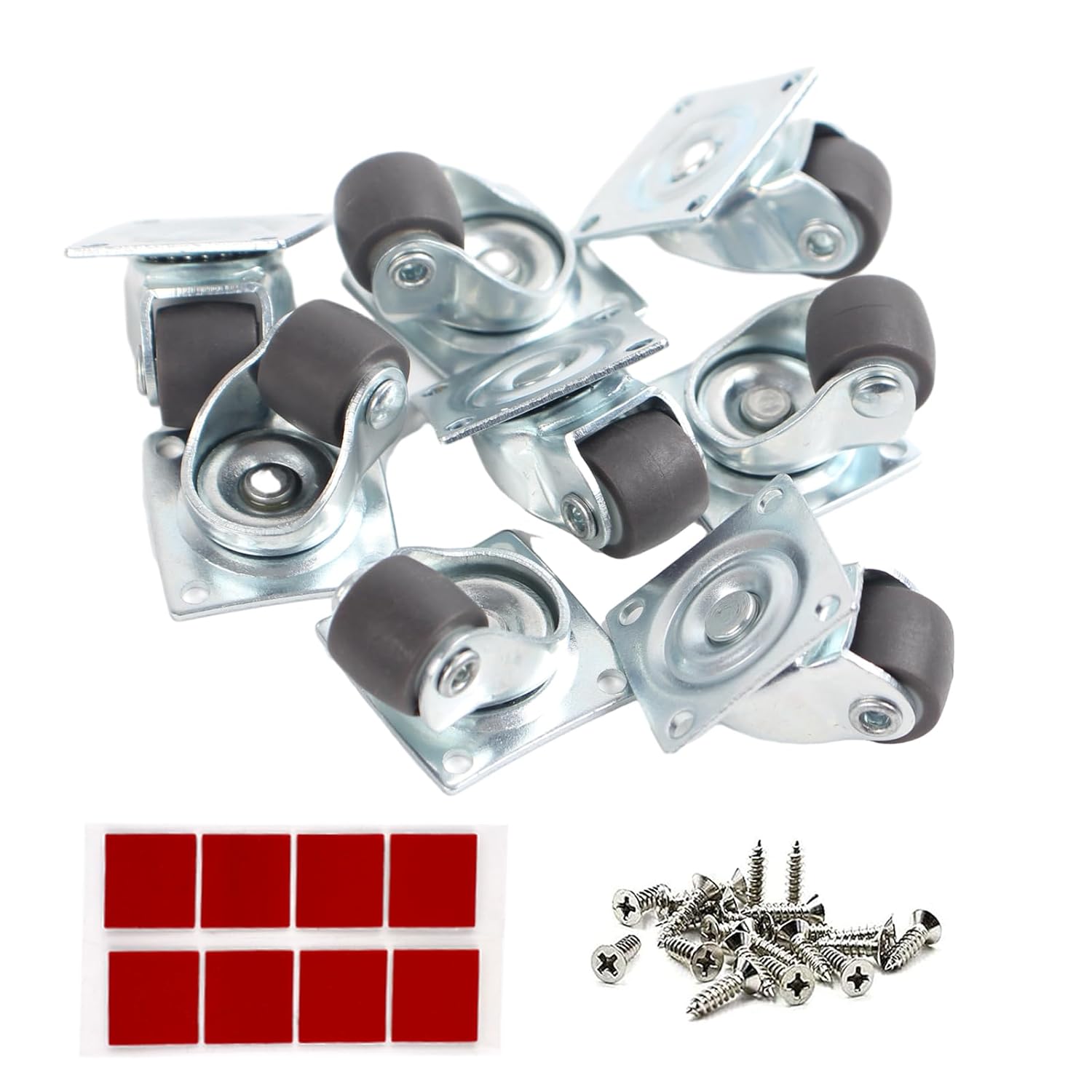 Self Adhesive Mini Caster Wheels 0.5 inch Small Swivel Casters with ...