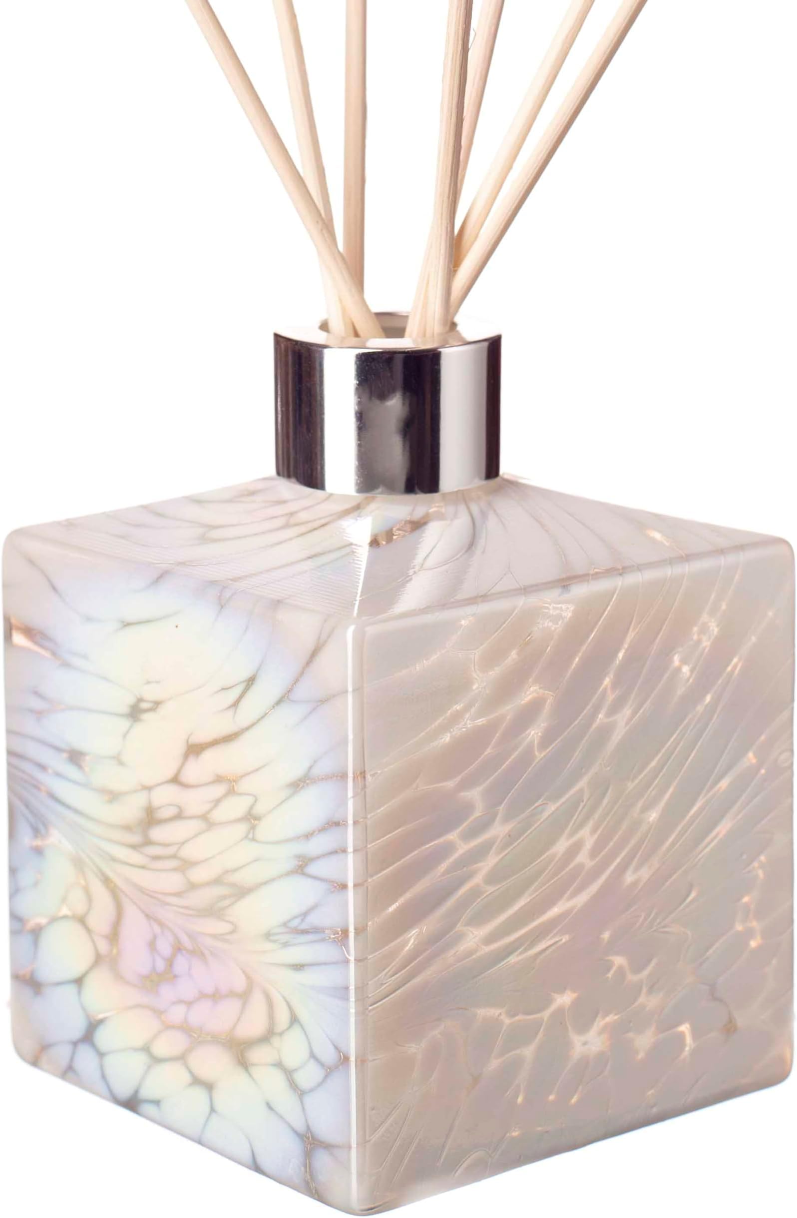 Amelia Art Glass Reed Diffuser Sphere - Silver & White : Amazon.co.uk ...
