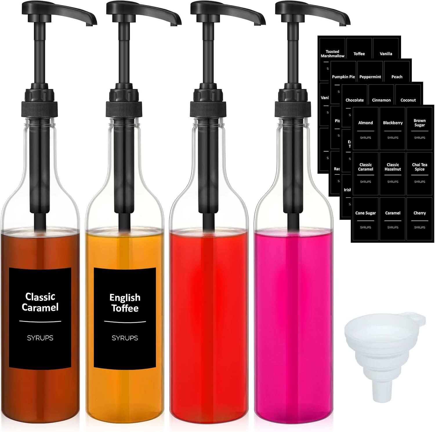 Amazon.com - Bokon 4 Pcs Coffee Syrup Dispenser 25.4 oz 750 ml Coffee ...