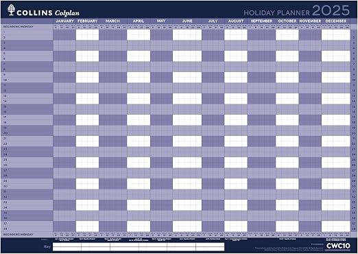 Collins Colplan 2025 - A1 Yearly Holiday Calendar Wall Planner (CWC10 ...