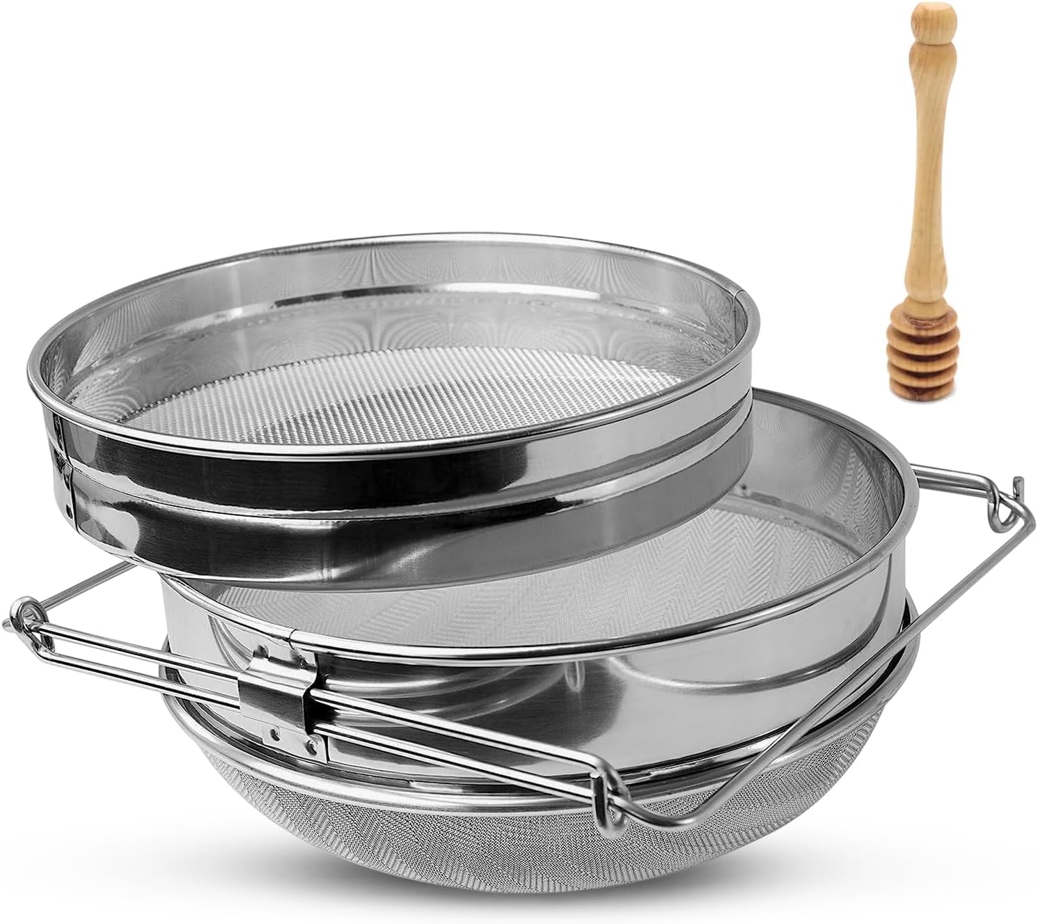 LAMONCE Stainless Steel Honey Strainer, Double-Sieve Beekeeping ...