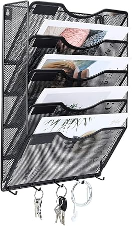 EasyPAG Wall File Organizer 5 Tier Wall Mounted Document Holder Hanging ...