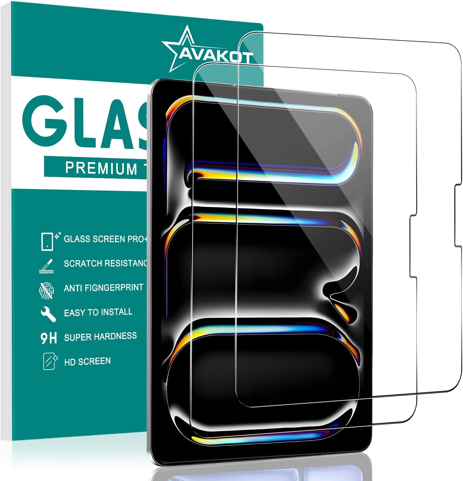 Amazon.com: avakot-2 Pack Screen Protector for iPad Pro 11-Inch (M4) 2024 Tempered Glass ...