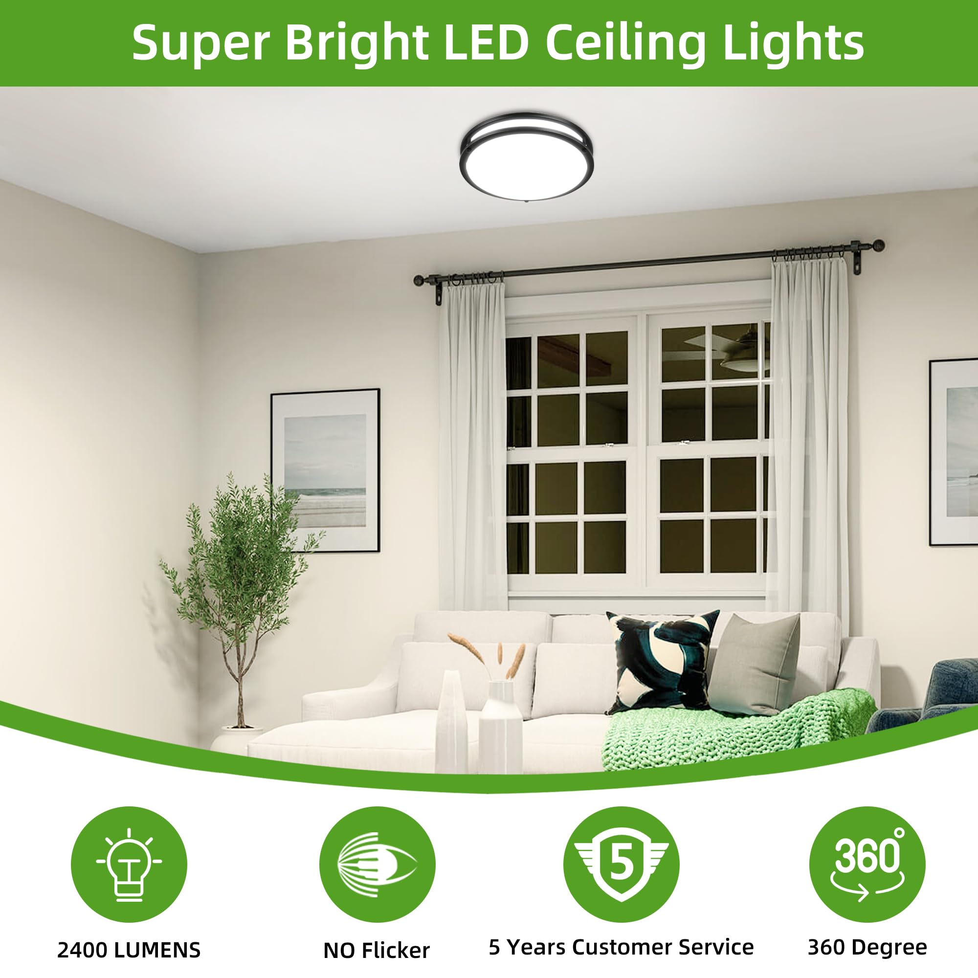 Snapklik.com : Hlite 24W 10inch LED Flush Mount Ceiling Light Fixture ...