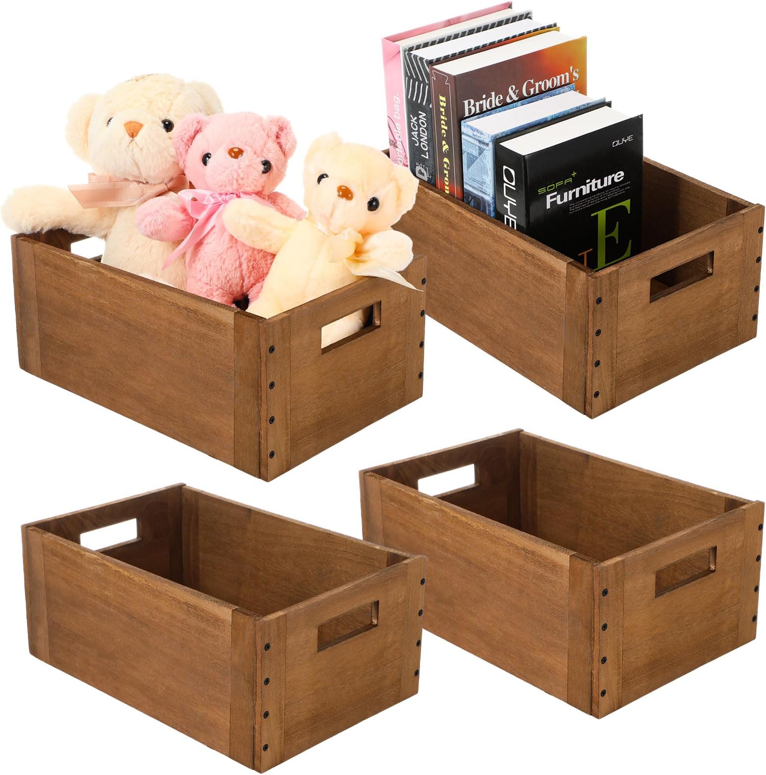 Amazon.com: Menkxi 4 Pcs Stackable Wood Storage Cube for Shelves Closet ...