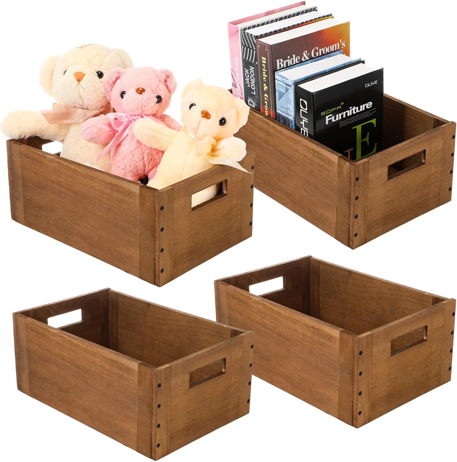 Amazon.com: Menkxi 4 Pcs Stackable Wood Storage Cube for Shelves Closet ...