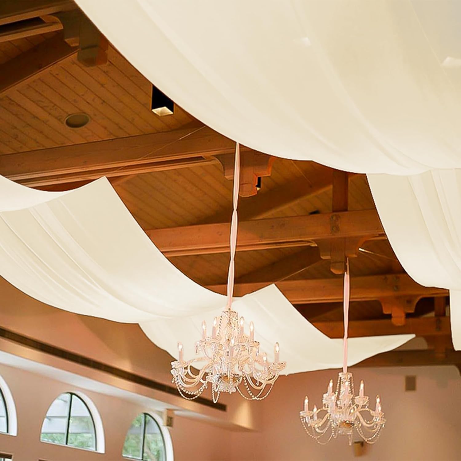Amazon.com: 6 Panels Ivory Ceiling Drapes for Wedding, 5ftx15ft Ceiling ...