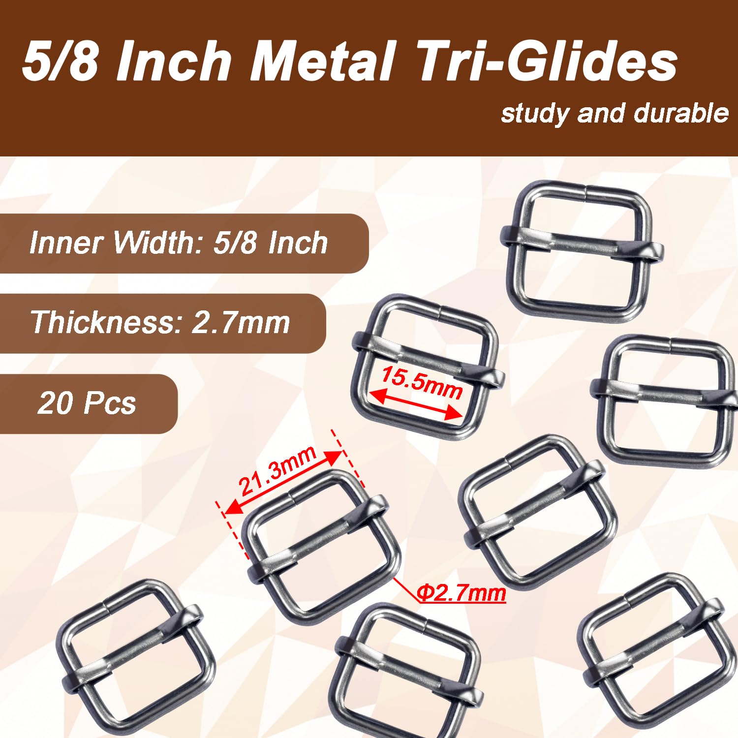 Snapklik.com : CooBigo 20 Pack 5/8 Inch Adjustable Slide Buckles, Metal ...