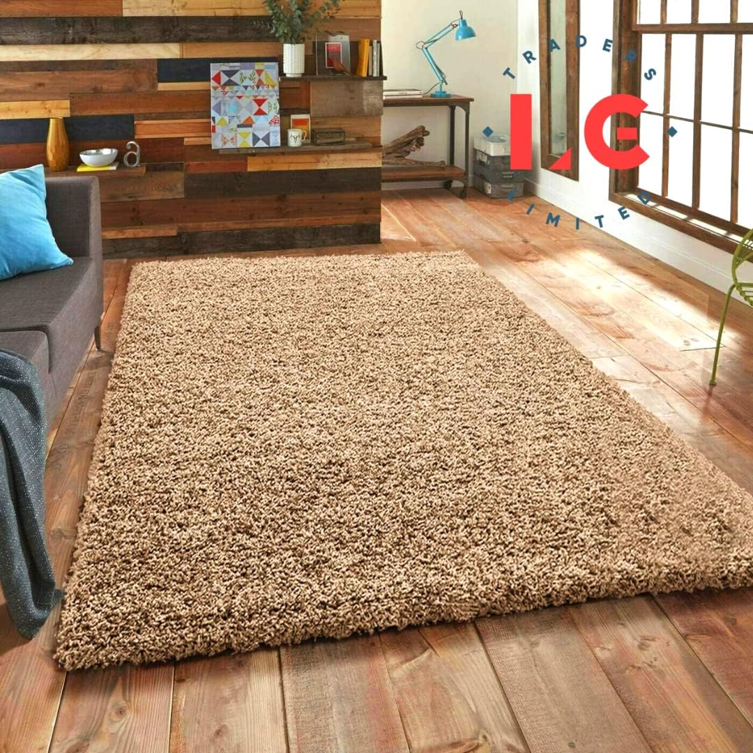 Soft Touch Shaggy Suede Beige Thick Luxurious Soft 5 cm Dense Pile Rug ...