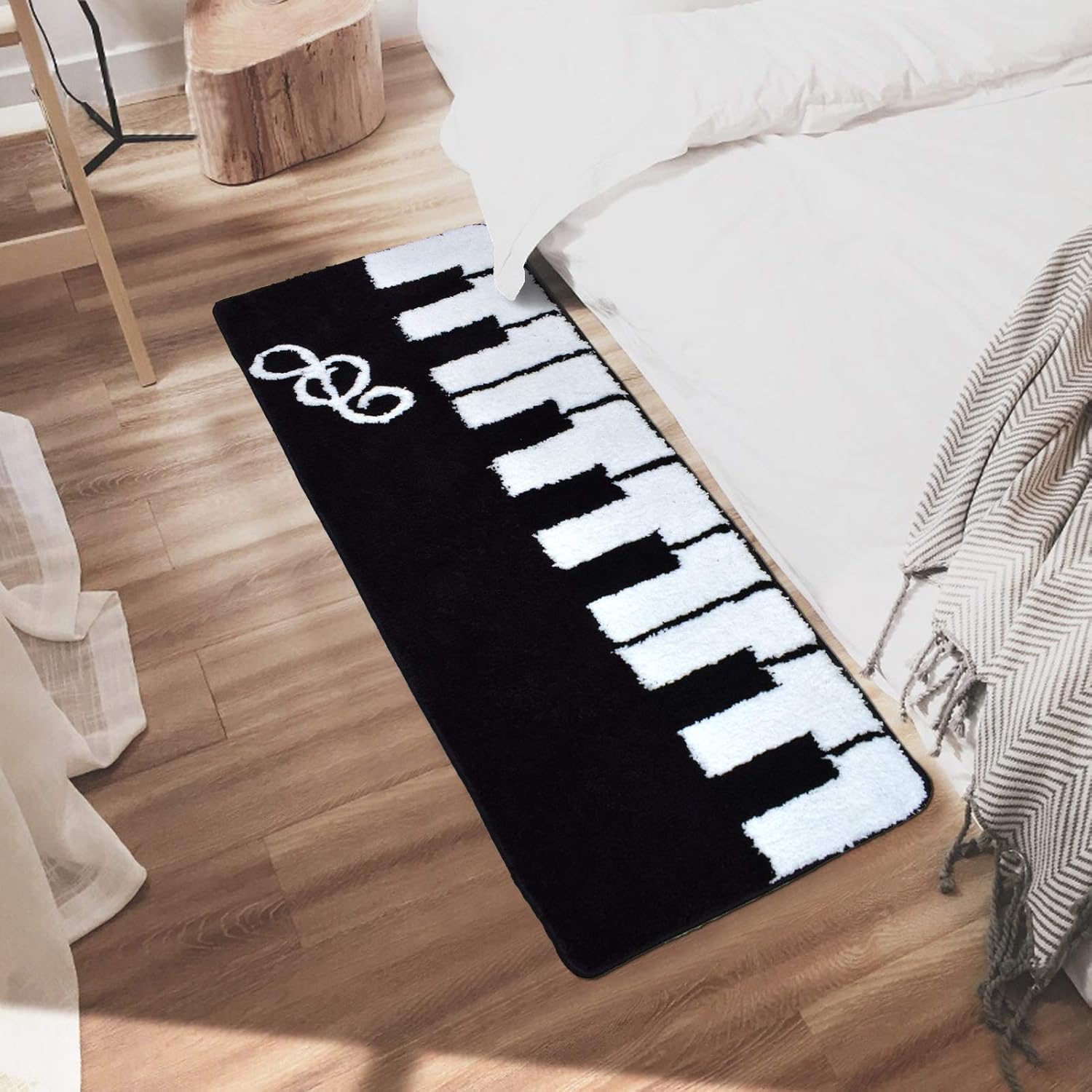 Amazon.com: Abreeze Elegance Piano Rug Black and White Runner Rug 20" x ...