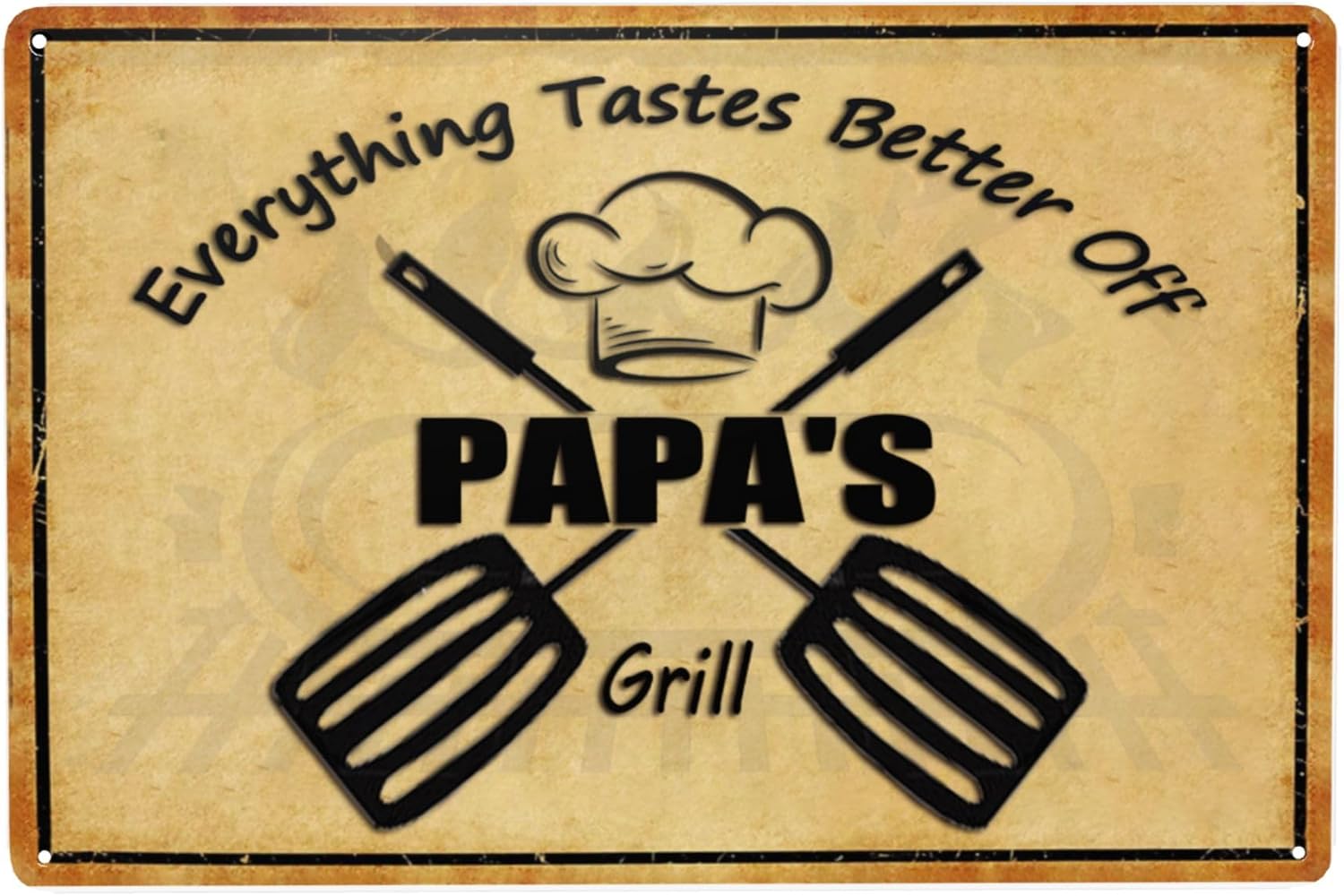 Amazon.com: OMMIIY 8"x12" Tastes Better at Papa's Grill Retro Metal ...