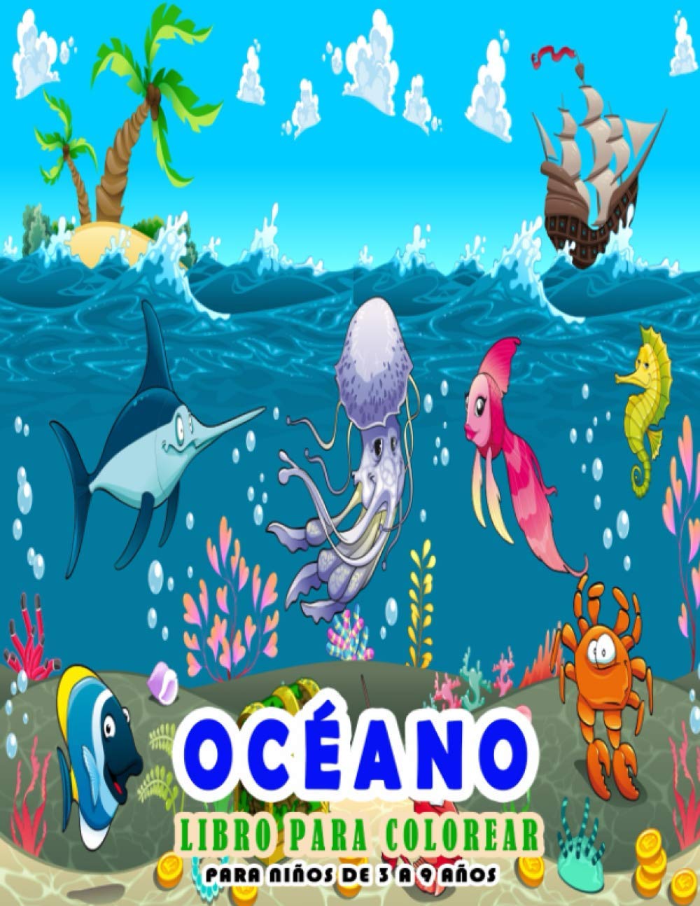 Buy Océano Libro Para colorear para niños de 3 a 9 años: Vida marina ...