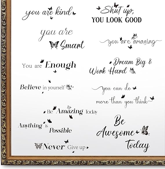 Amazon.com: Geyoga 12 Pcs Inspirational Quote Mirror Decals Vinyl ...