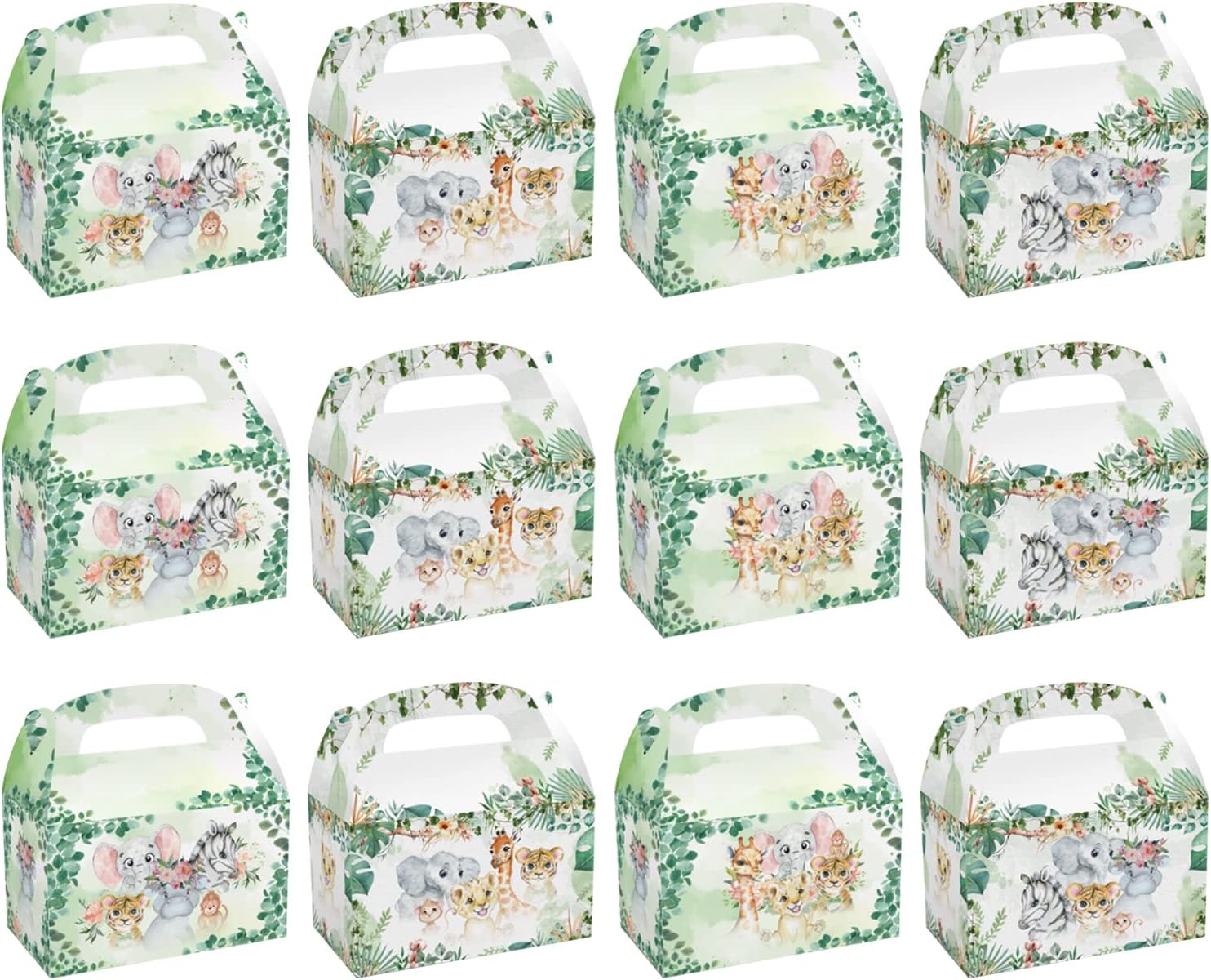 Chris.W 12 Pack Jungle Safari Treat Boxes, Zoo Animal Cardboard Party ...