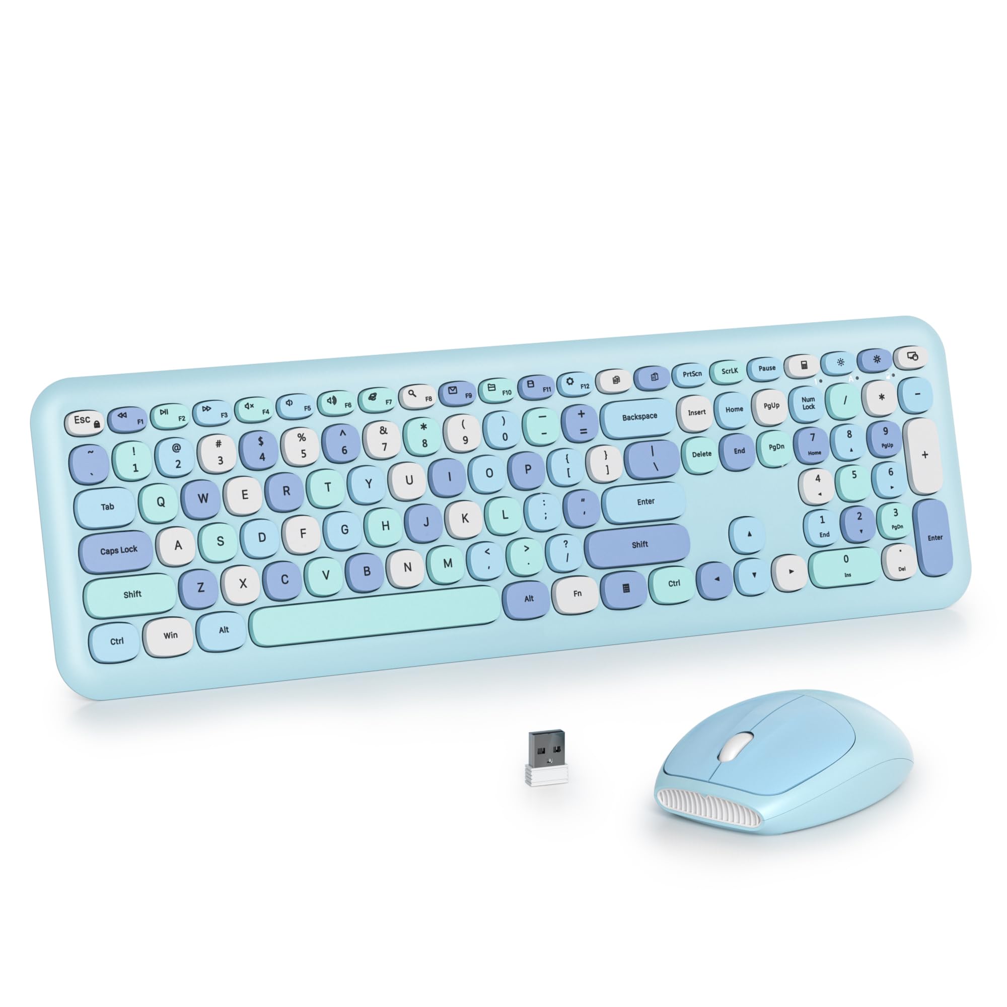 Amazon.com: iRoboosta Blue Colorful Wireless Keyboard and Mouse Combo ...