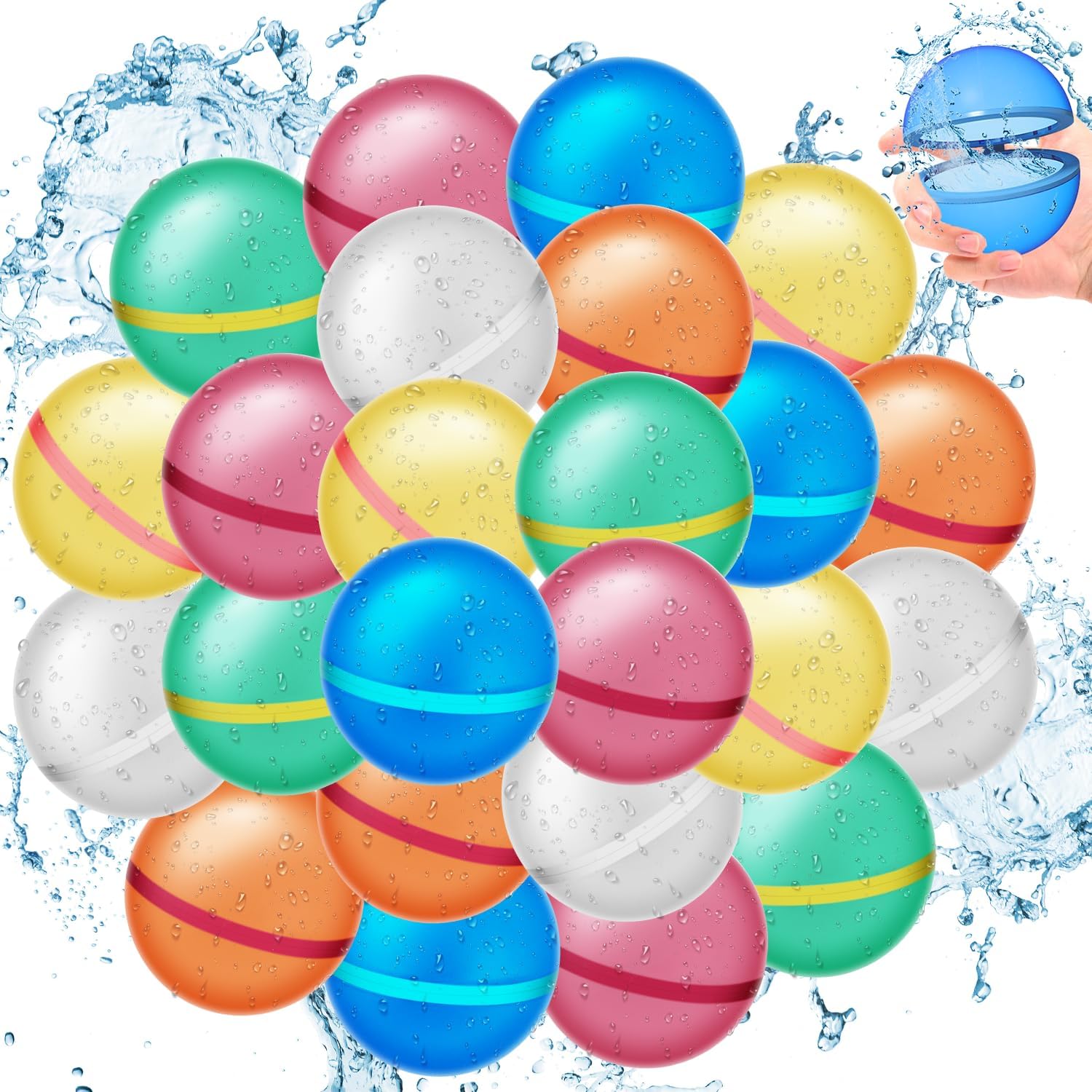 Reusable Water Balloons,Magnetic Silicone Refillable Water Bombs - Pool ...