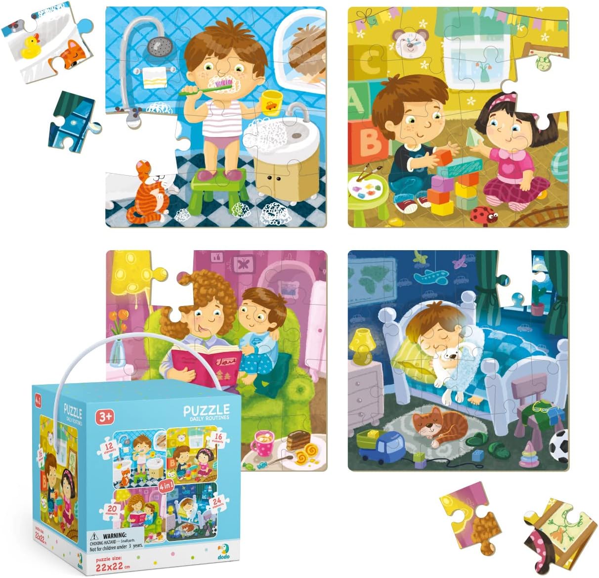 Amazon.com: 4 in 1 Jigsaw Puzzles (12, 16, 20, 24 Pieces) for 3 Year ...