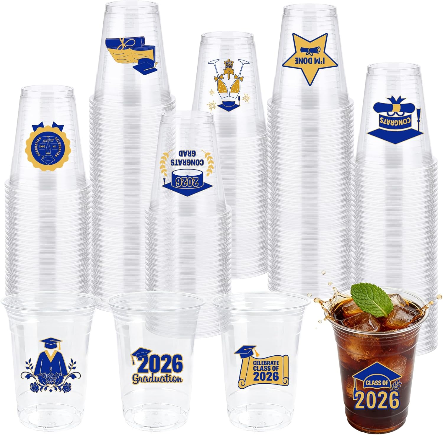 Amazon.com: Zealor 120 Packs 16oz Disposable Graduation Cups Class of ...