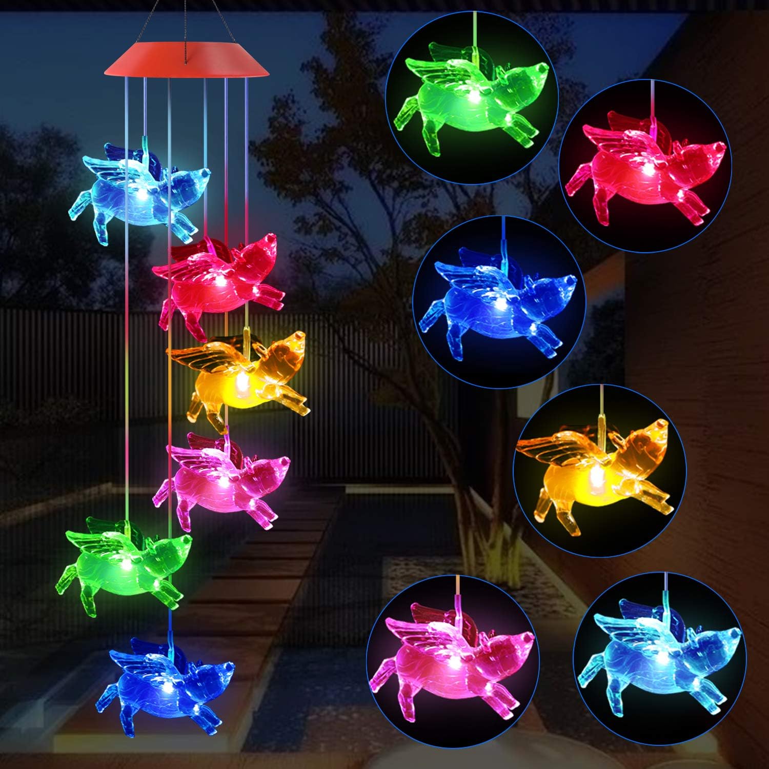 Amazon.com : Solawindchime Flying Pig Wind Chimes Gifts for Women ...