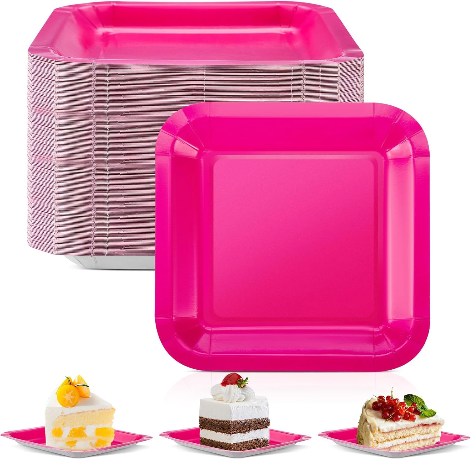 Amazon.com: Dandat 50 Pack 7 Inch Paper Square Plates Appetizer ...