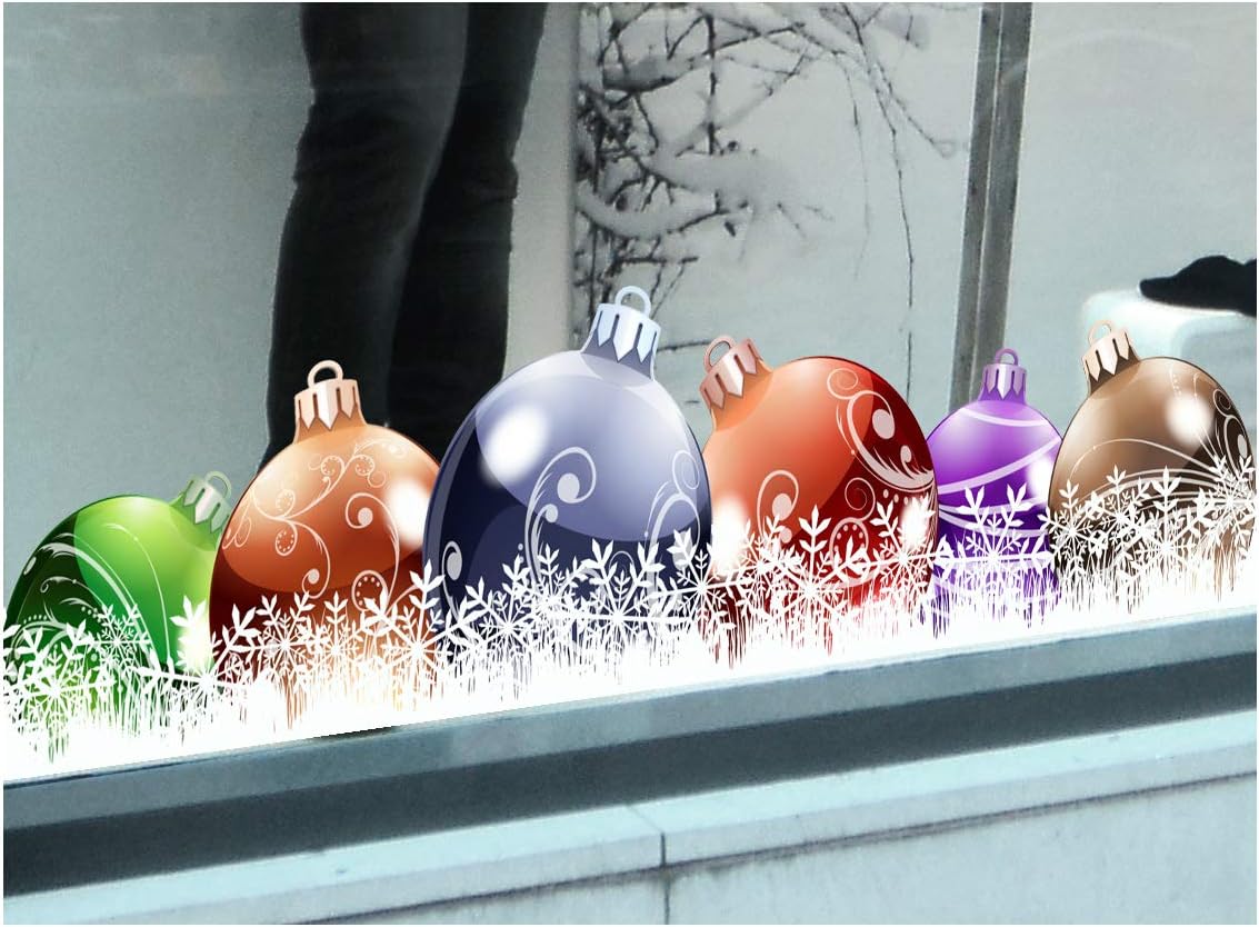 Extra Large Christmas Bauble Window Stickers Border - Colour Bauble ...