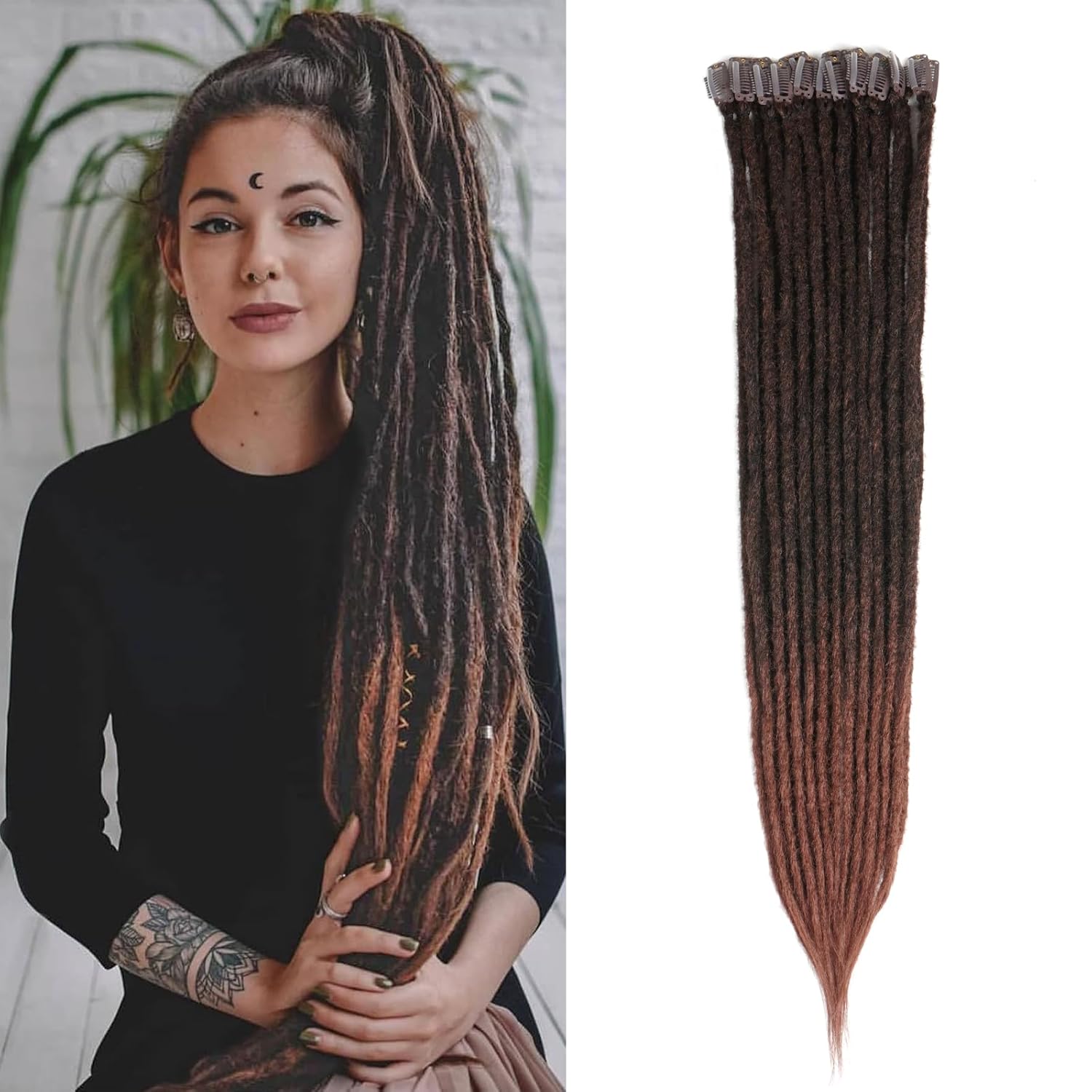 Amazon.com : Kyriena Single Clip in Dreads, 6PCS Synthetic Ombre Auburn ...