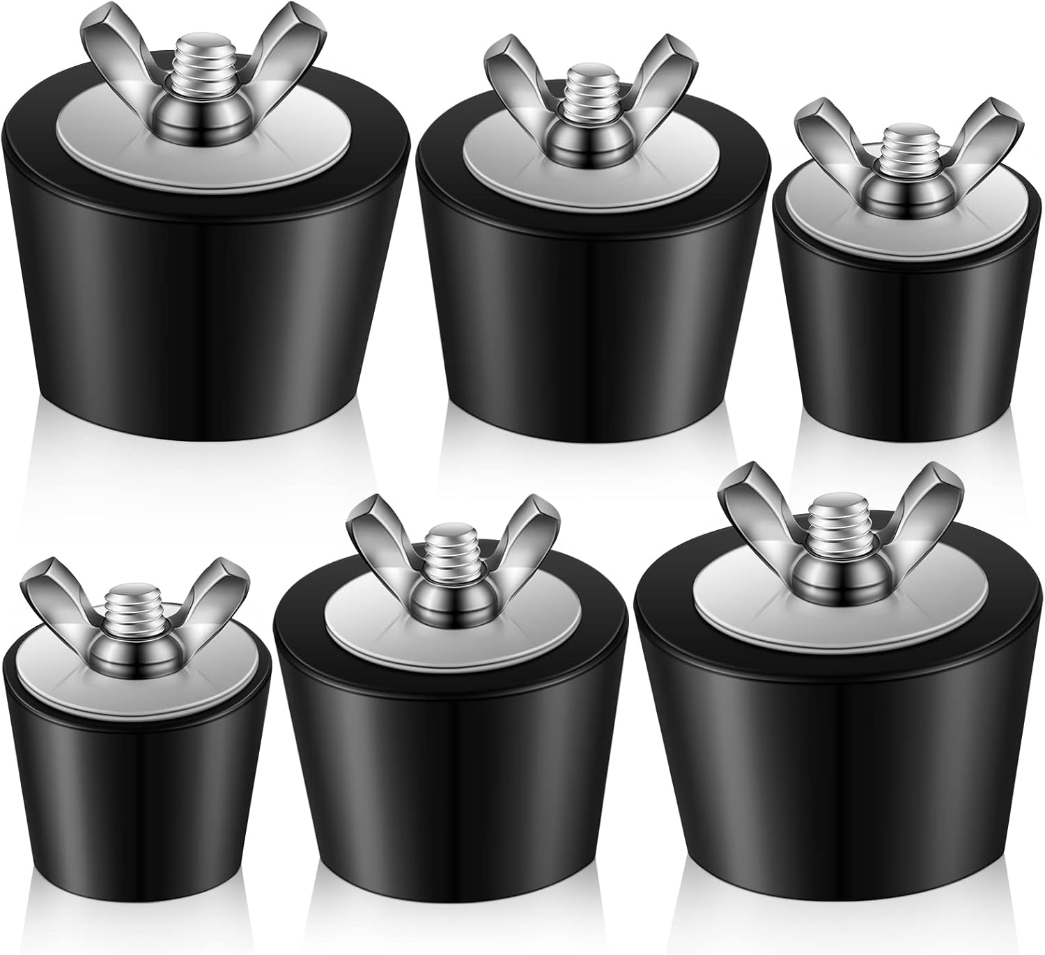 6 Pcs Pool Plugs 1" to 2" Stainless Steel Bolts, Heavy Duty Rubber ...