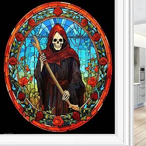 Amazon.com: Dunmat Grim Reaper Stained Glass Window Film Colorful ...