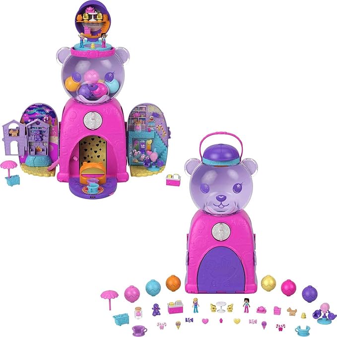 Amazon.com: Polly Pocket Gumball Bear Playset, Travel Toy with 2 Micro ...