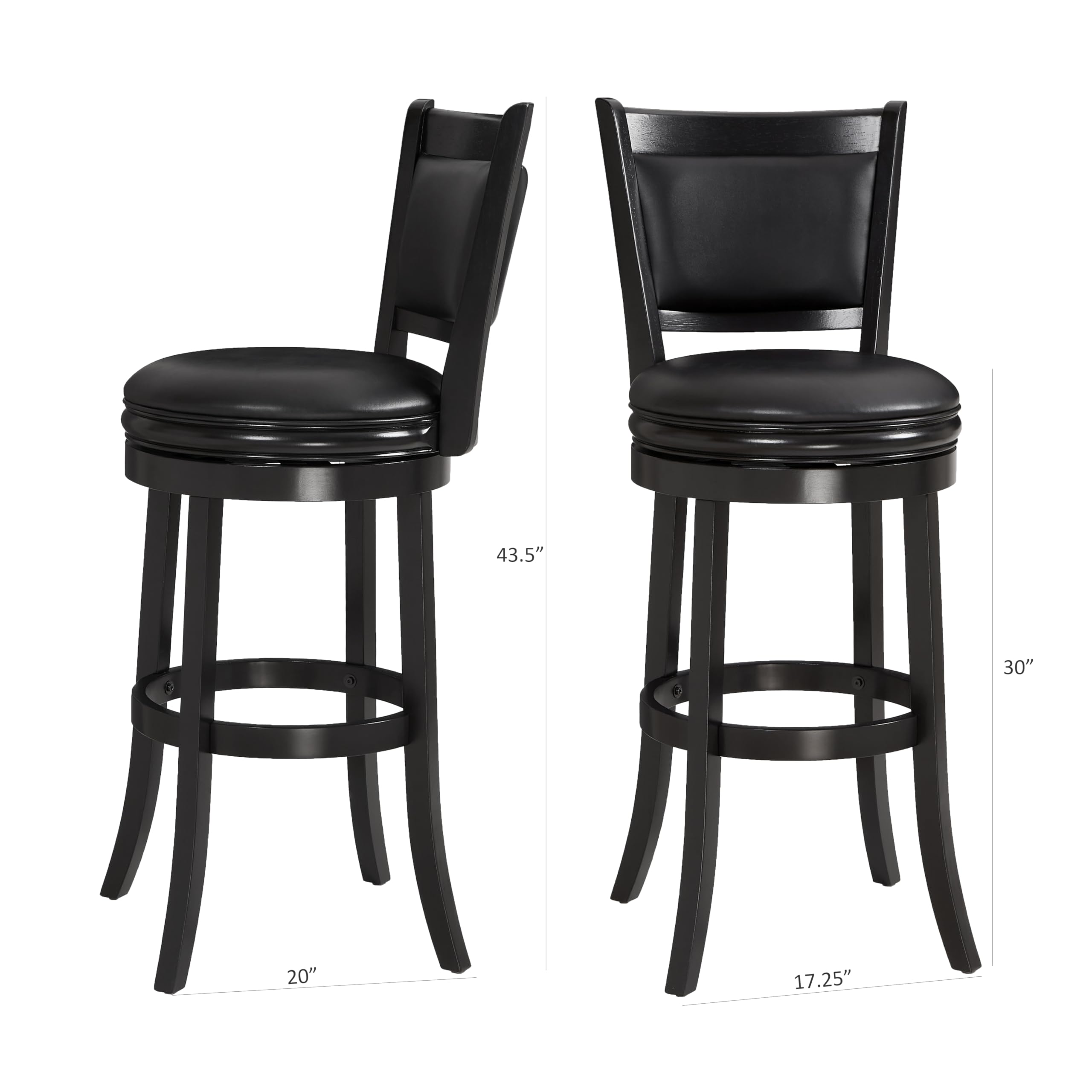 Snapklik.com : Swivel Pub Height Barstool 29 Inch Seat Height Black Set ...