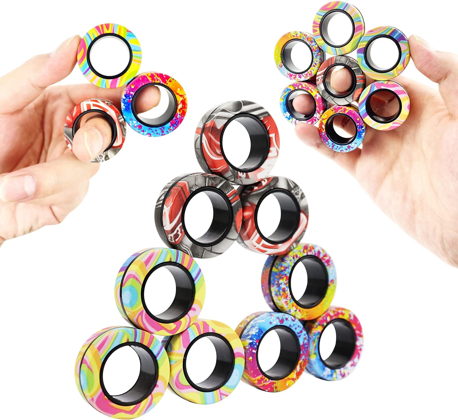 Magnetic Fidget Rings, Magnetic Rings Fidget Toy, Set of 3, Fidget ...