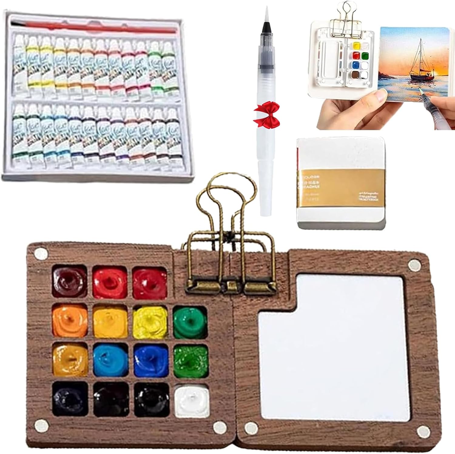 Amazon.com: Watercolor Kit, Mini Watercolor Set, with Picture Book ...