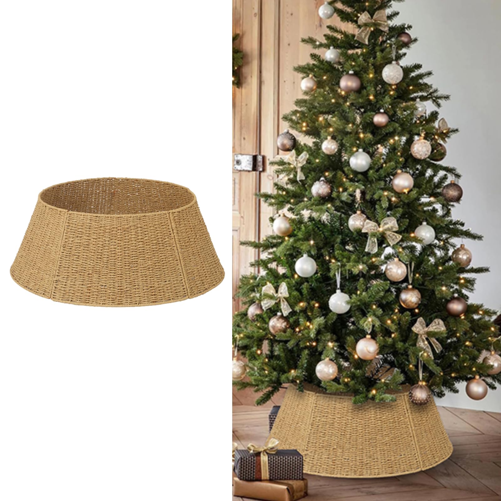 Amazon.com: Rattan Christmas Tree Collars for Artificial Trees, 27 Inch ...