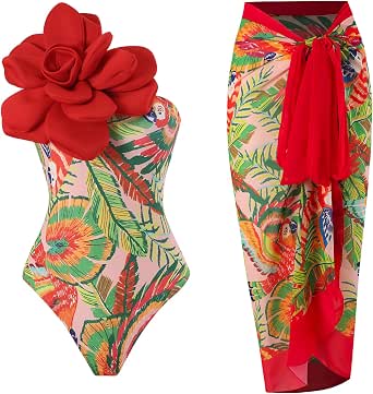 Amazon.com: IMEKIS Women 2 Piece Swimsuit Monokini with Cover Ups ...