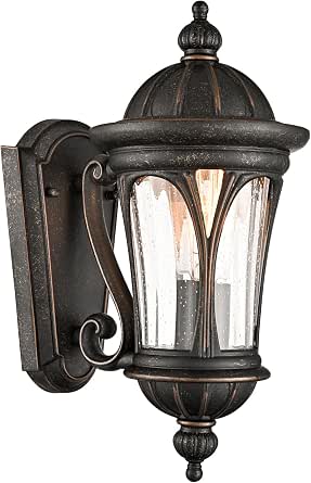 AXILAND Outdoor Wall Light Fixture, Black Brown Exterior Wall Sconce ...