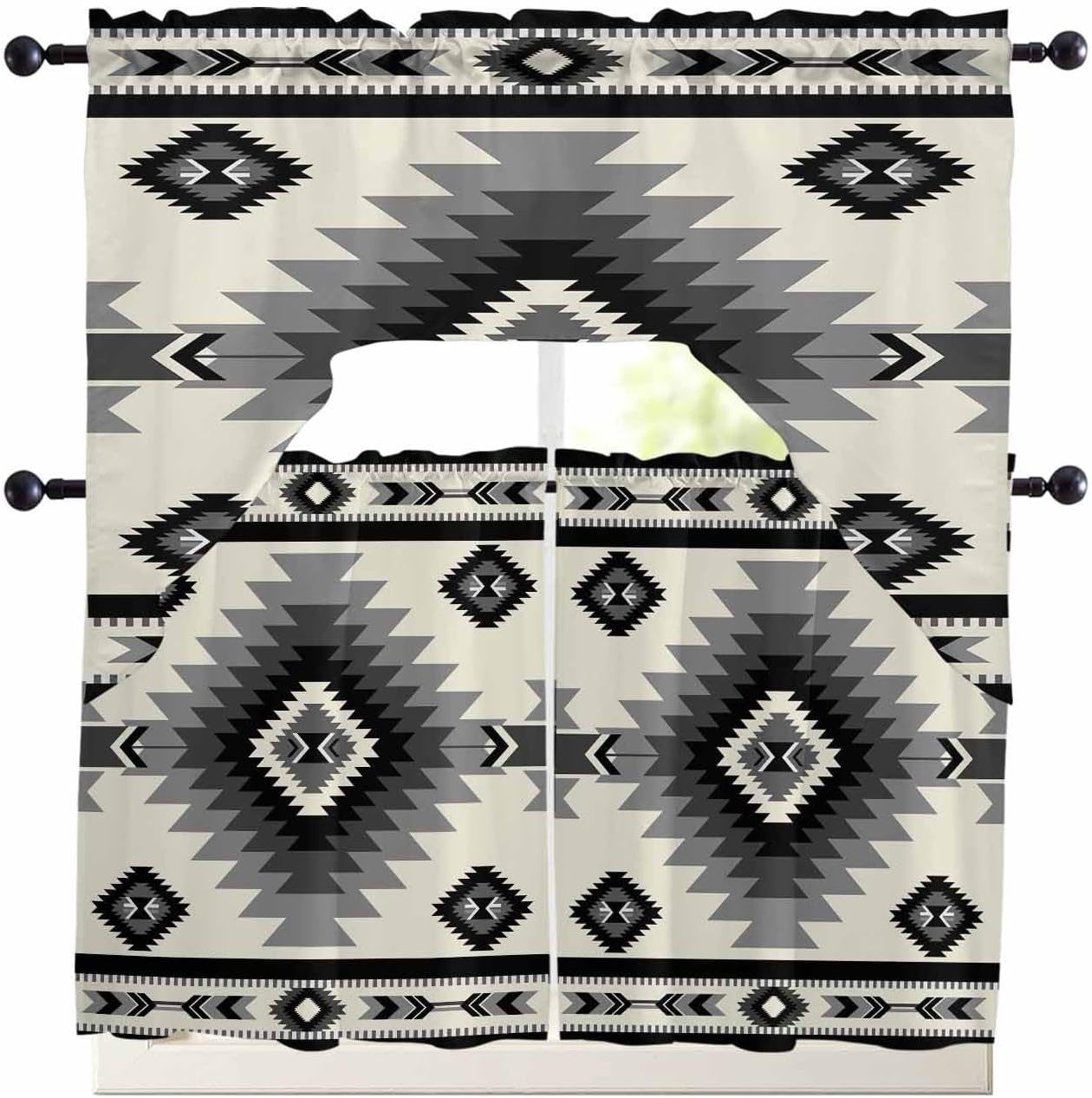 Amazon.com: Boho Western Swag Curtains and Valance Set, Rod Pocket ...