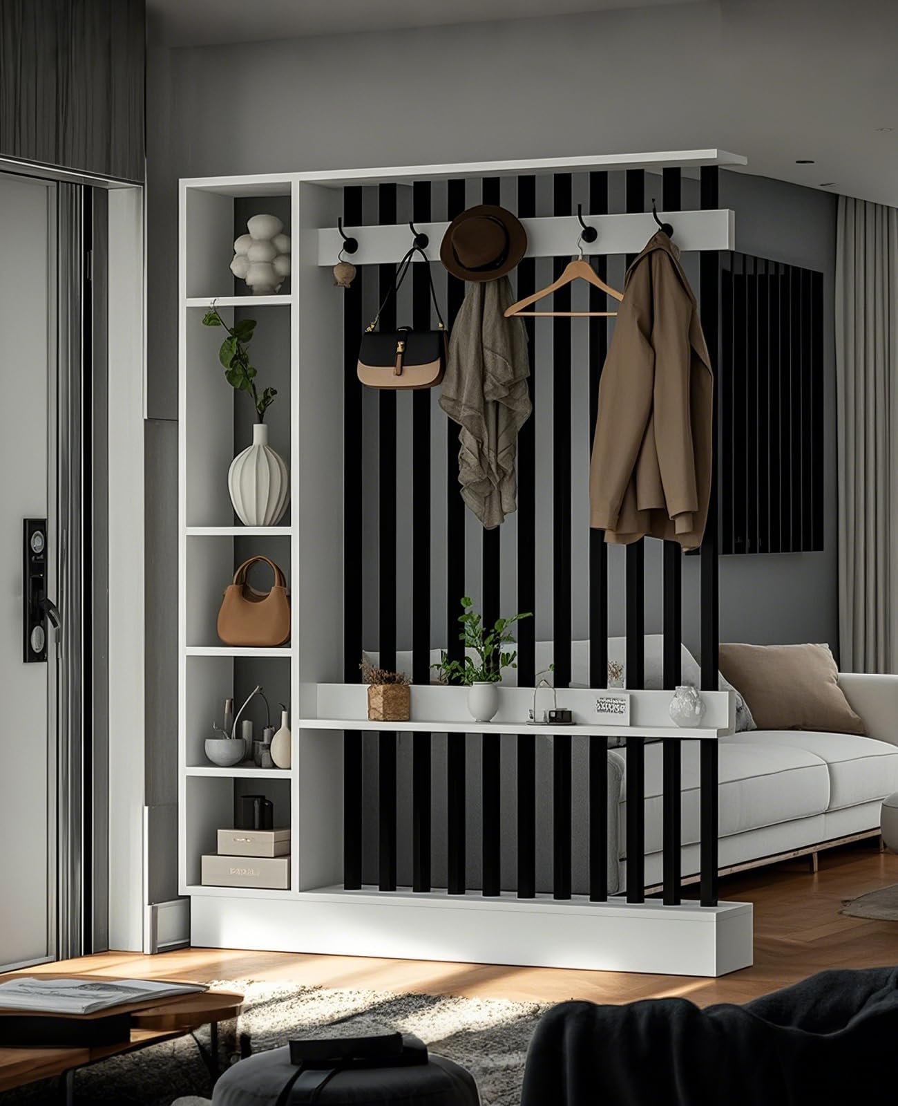 Amazon.com - Kavie Wall Room Divider, Modern Freestanding Wood Room ...