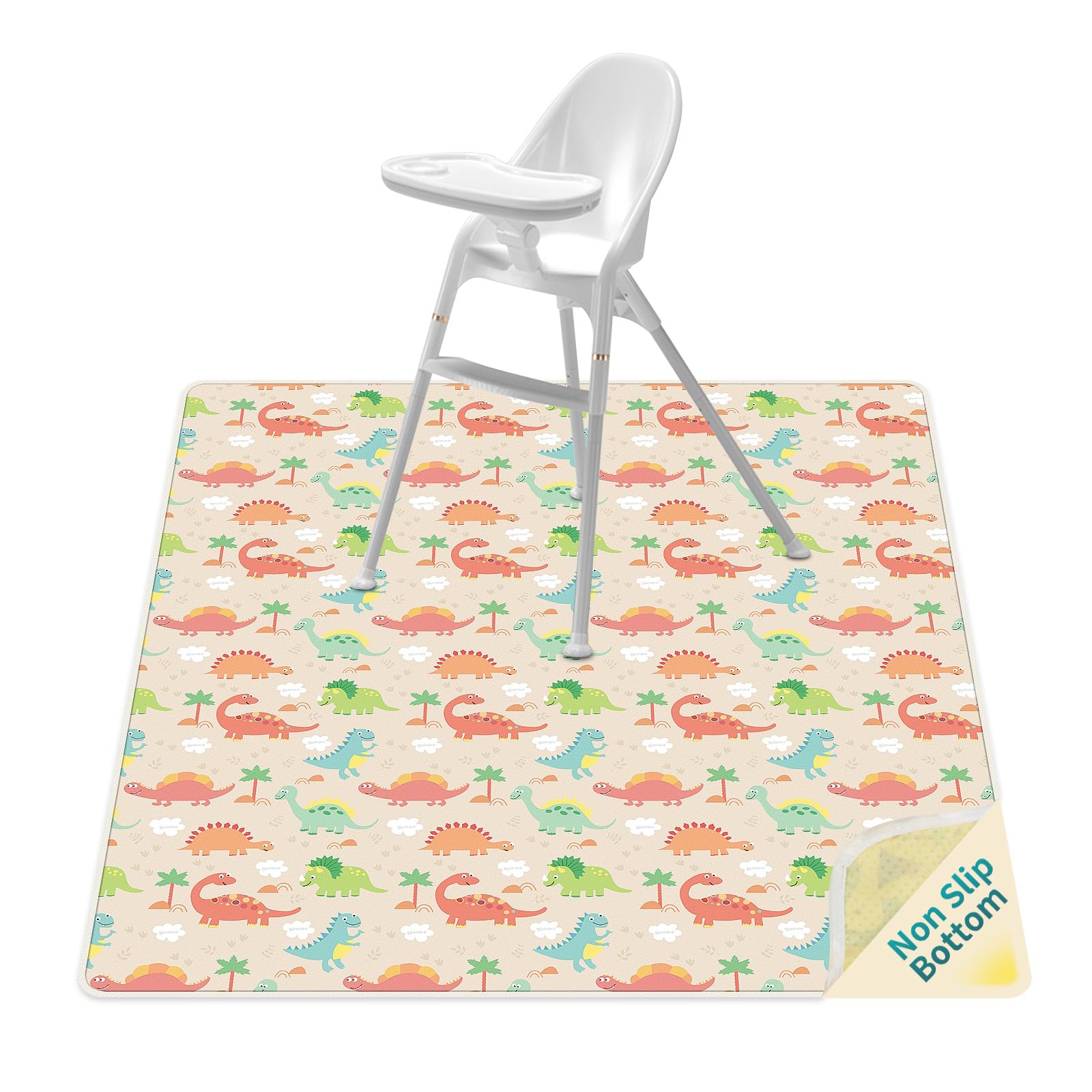Splash Mat for Under High Chair 43.3", Anti Slip Baby Feeding Mat for ...