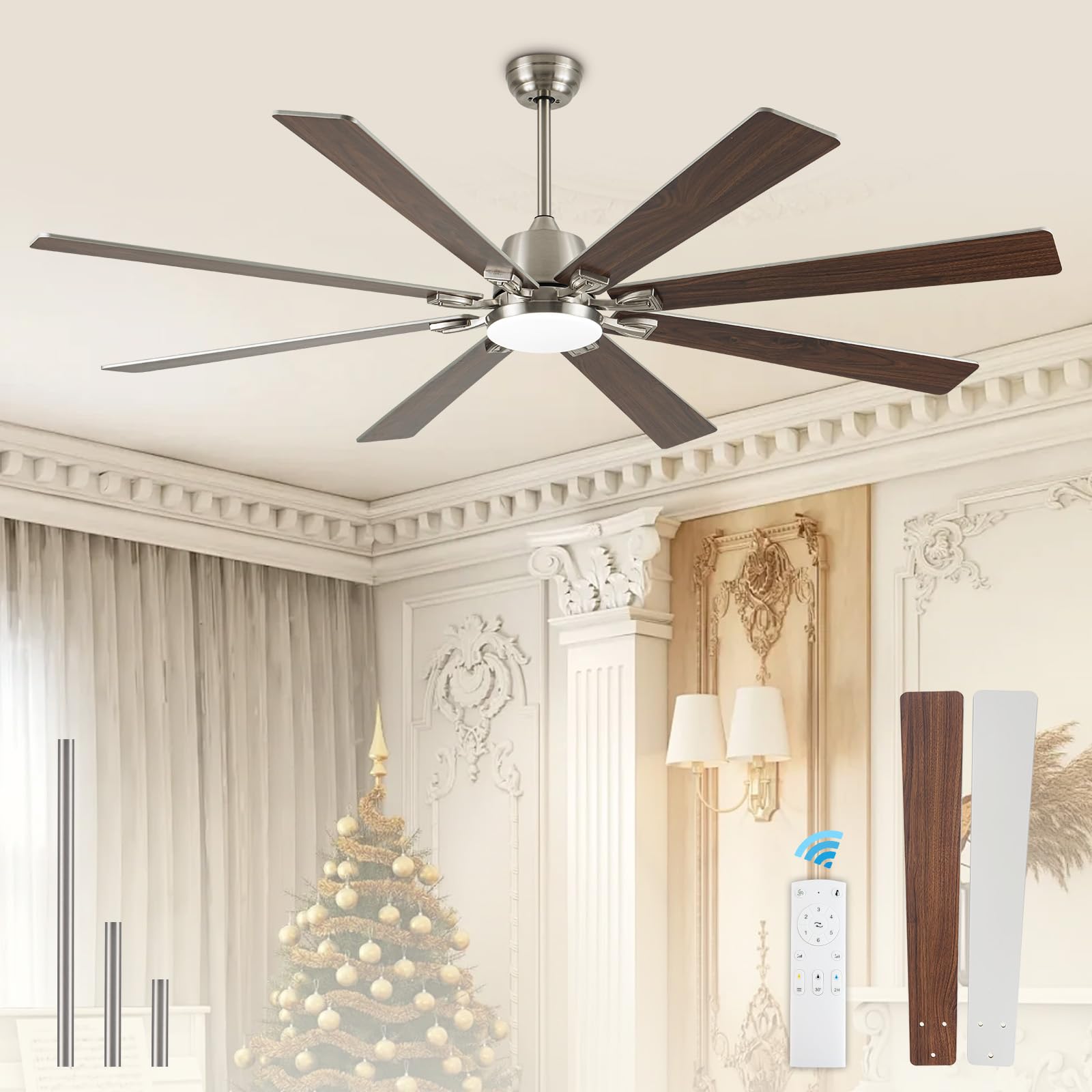 72 Inch Ceiling Fans with Lights and Remote Control, Large Ceiling Fans ...