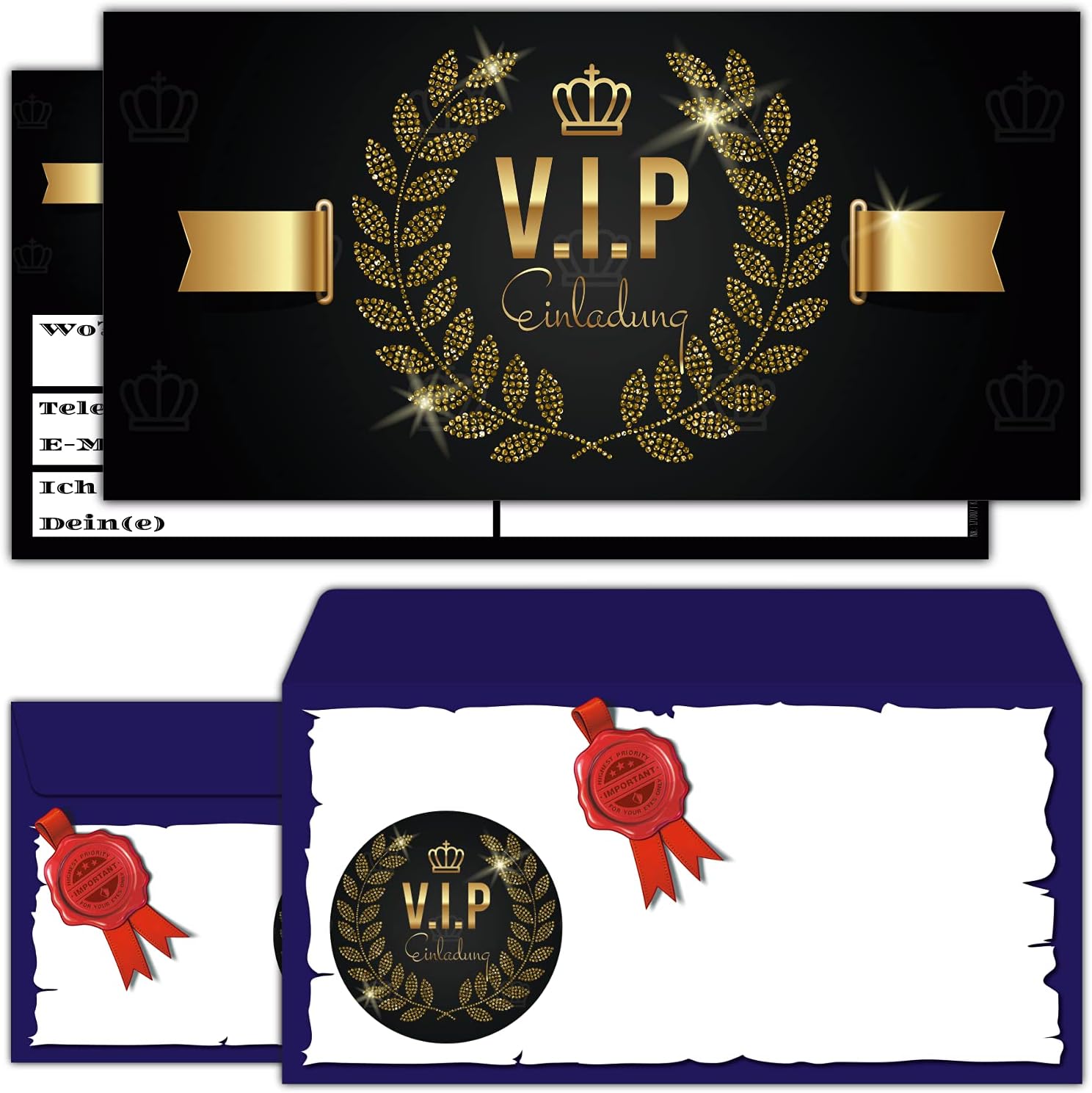 BREITENWERK 15er Karten-Set VIP EINLADUNG - Premium Einladungskarten ...