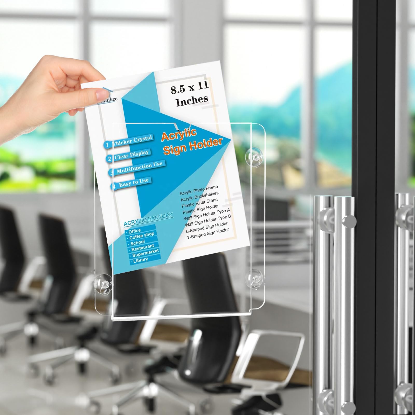 Snapklik.com : Pecmuikee Acrylic Window Sign Holder Suction Cups 8.511 ...